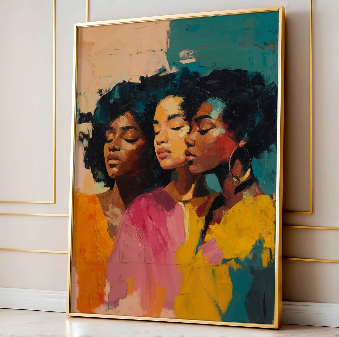 Black Women Fashion Trio Print, Colour Pop Sisterhood Art, Black Girl ...