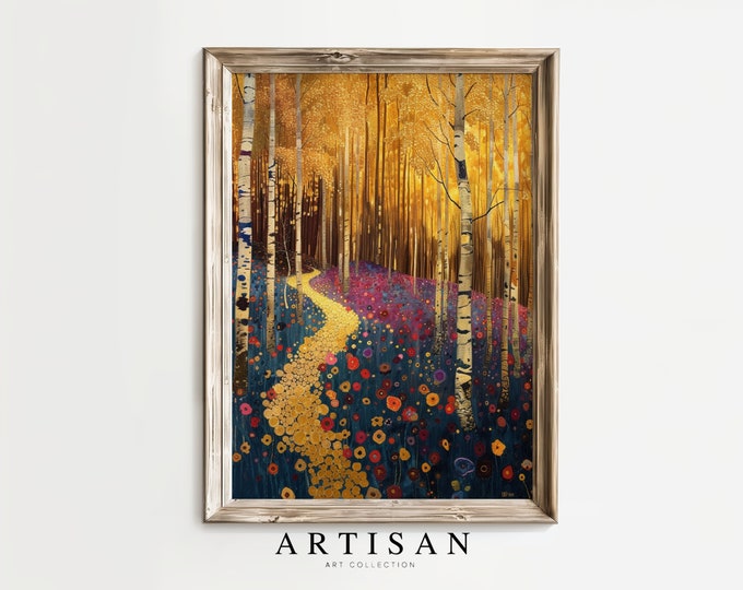 Klimt Design Print, Zen Woven Art Style, Nature Landscape Design, Art ...