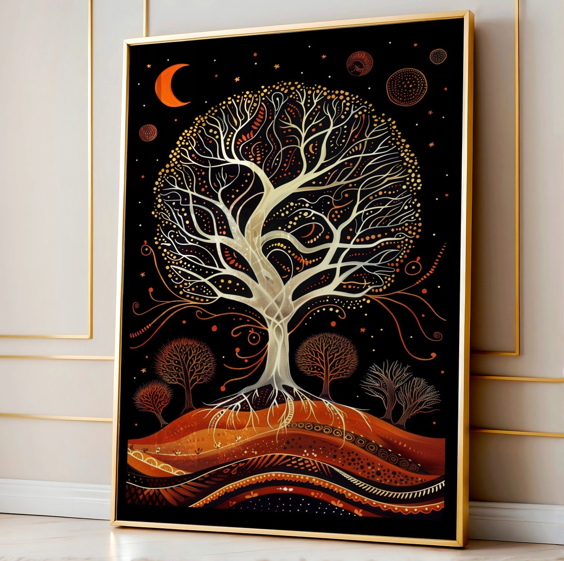 Aboriginal Tree Dot Art, Indigenous Poster, Night Landscape, Abstract ...