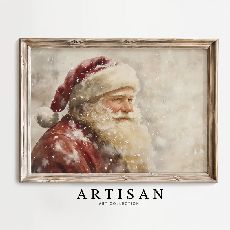 Vintage Santa Claus Watercolor Painting, Santa Claus Printable, Rustic ...