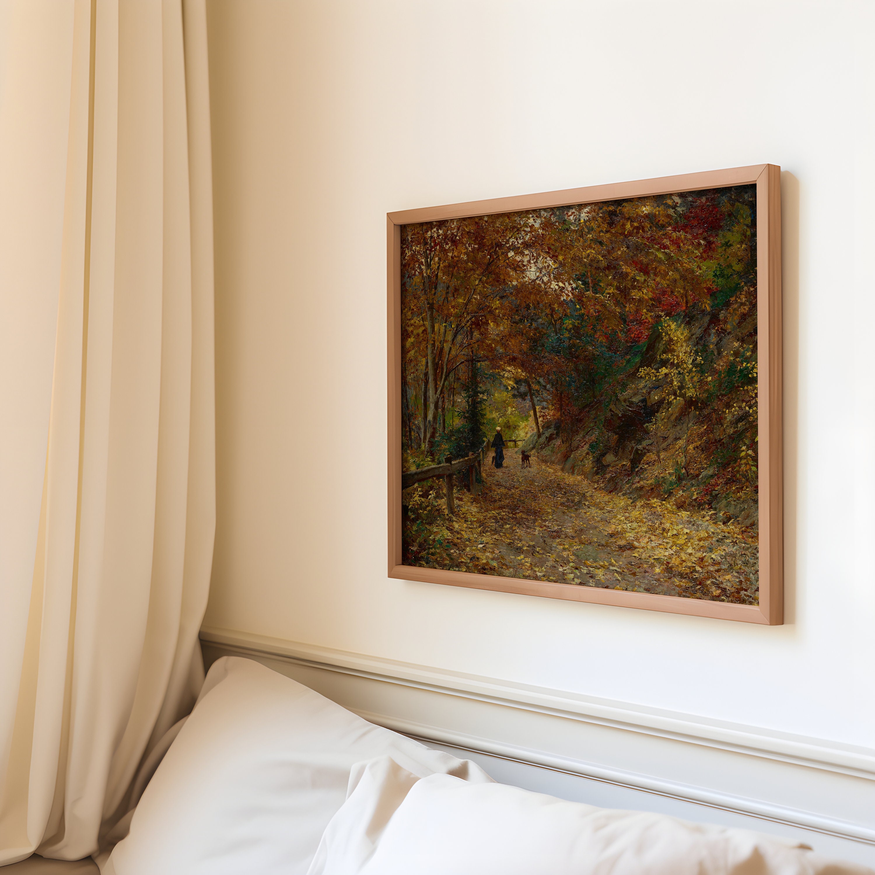 Autumn Landscape Painting, Moody Fall Landscape Print, Vintage Wall Art ...