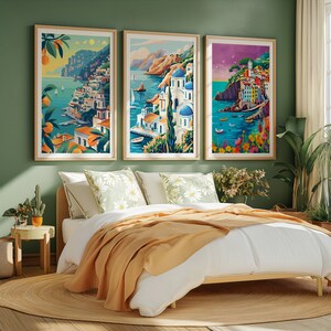 Mediterranean Coastal Landscapes Set of 6, Abstract Illustration Poster ...