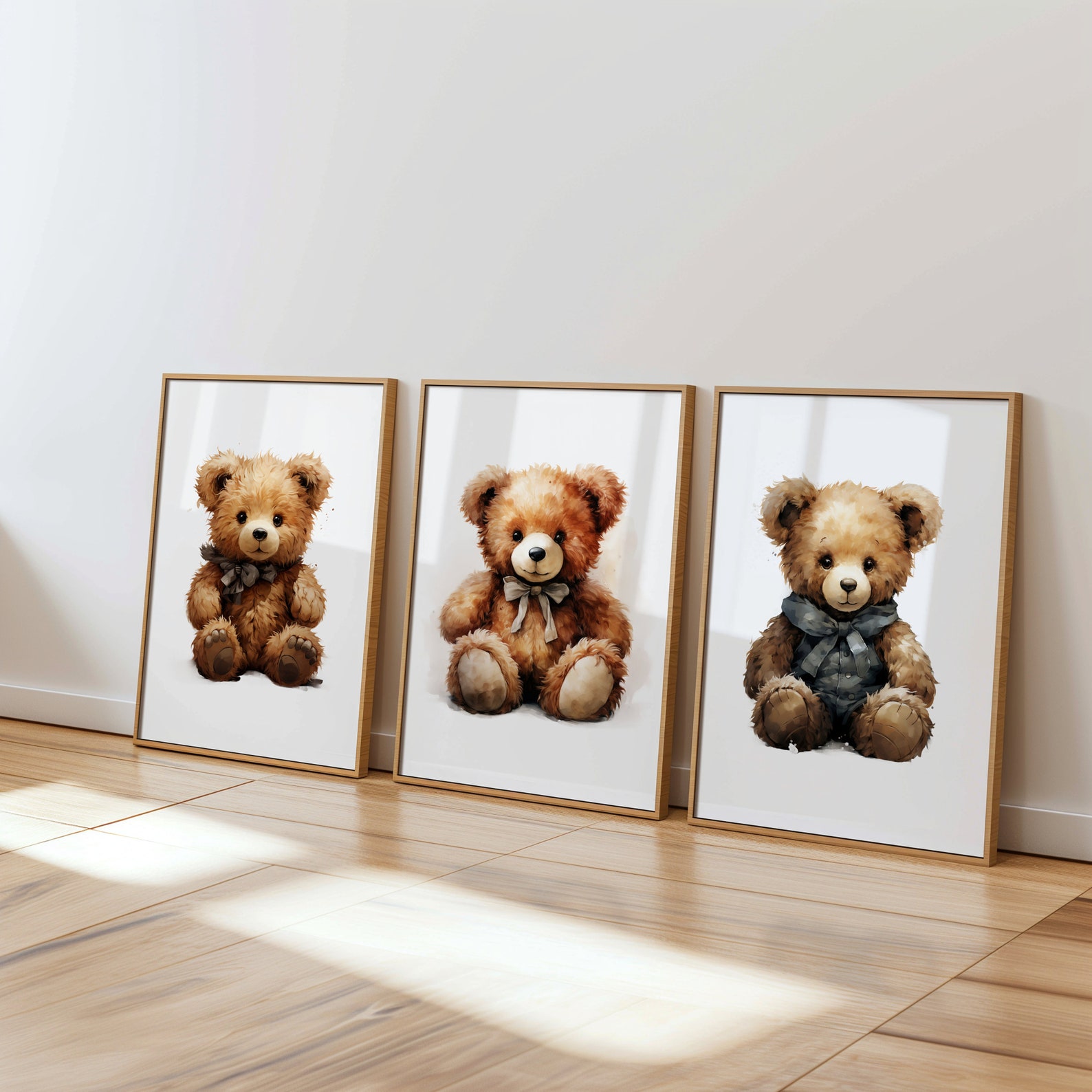 Teddy Bear Prints Set of 3, Nursery Animal Prints, Teddy Bear Print ...