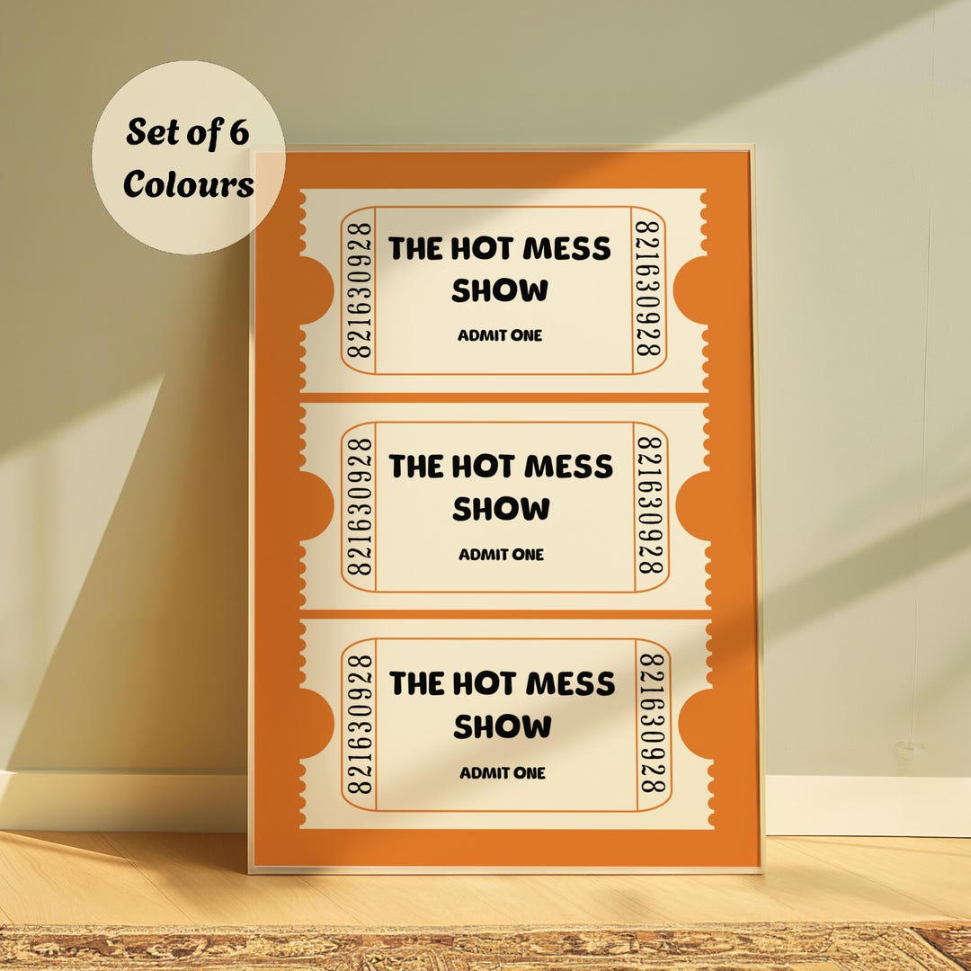 Retro Hot Mess Show Vintage Ticket Poster, Vintage Funny Toilet Print ...