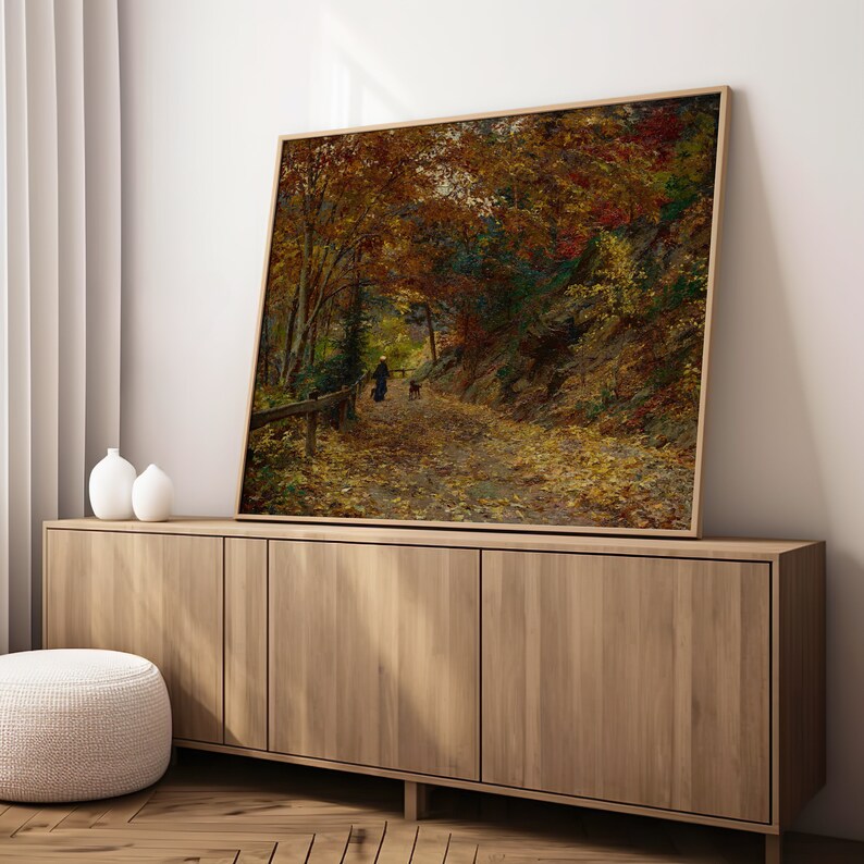 Autumn Landscape Painting, Moody Fall Landscape Print, Vintage Wall Art ...