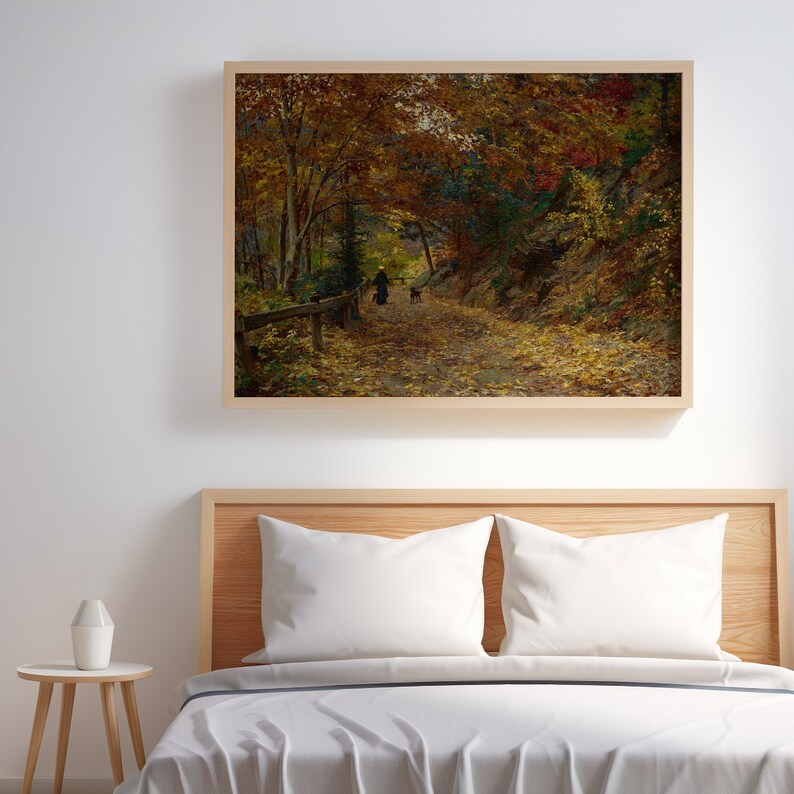Autumn Landscape Painting, Moody Fall Landscape Print, Vintage Wall Art ...
