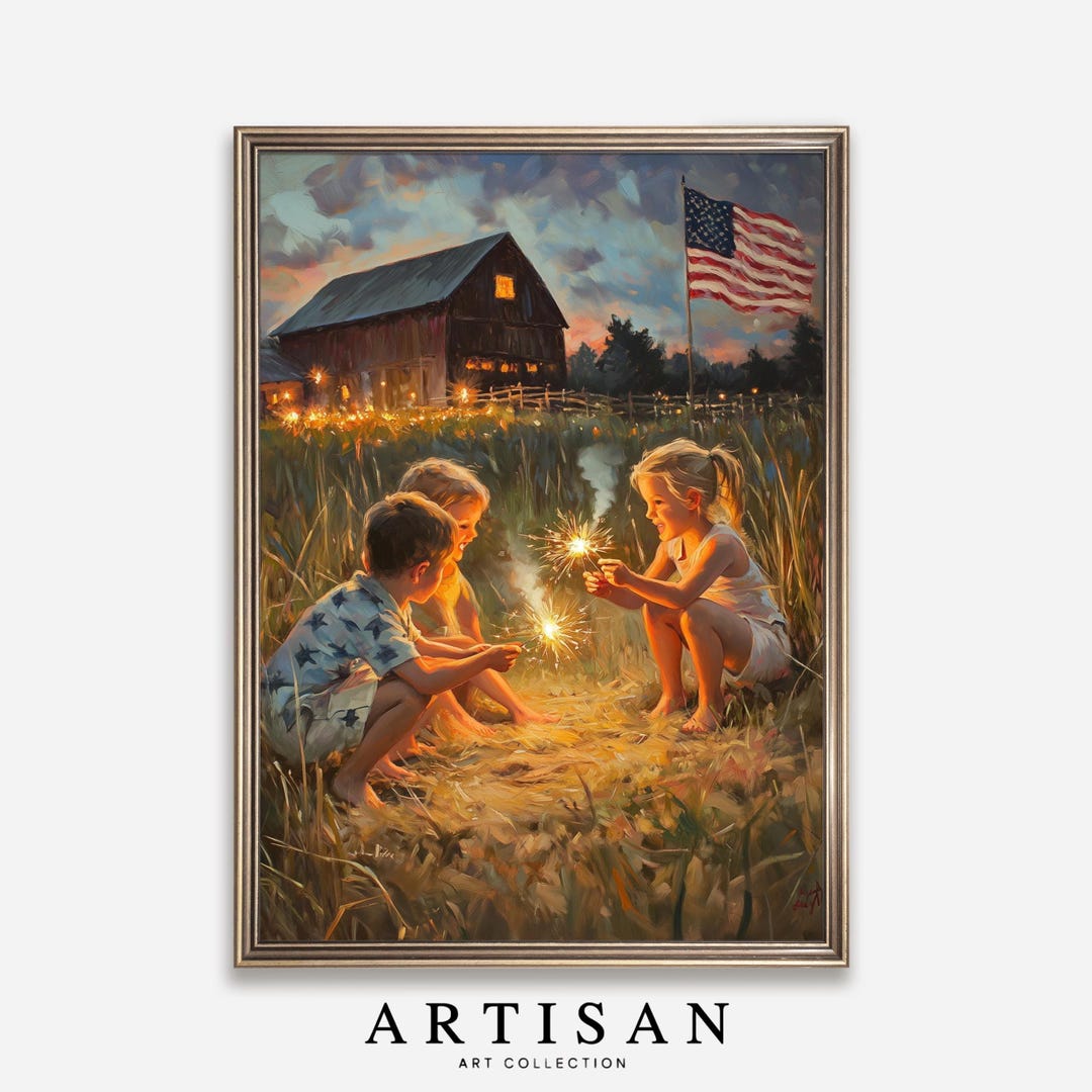 4th of July Wall Art, Patriotic Wall Art, Vintage Painting, American ...