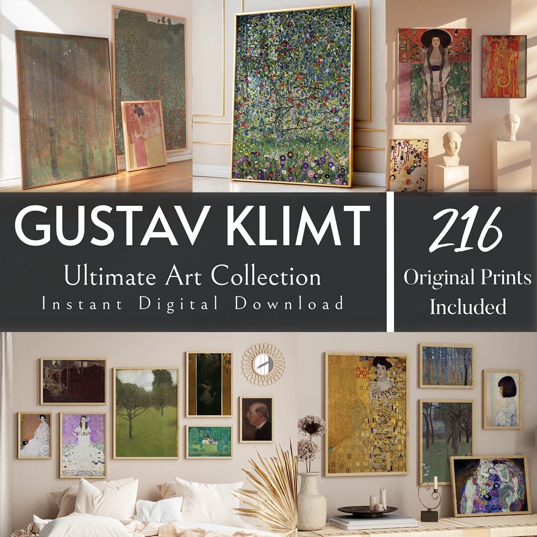 200 Gustav Klimt Print Collection, Vintage Gallery Wall Art, Gustav ...