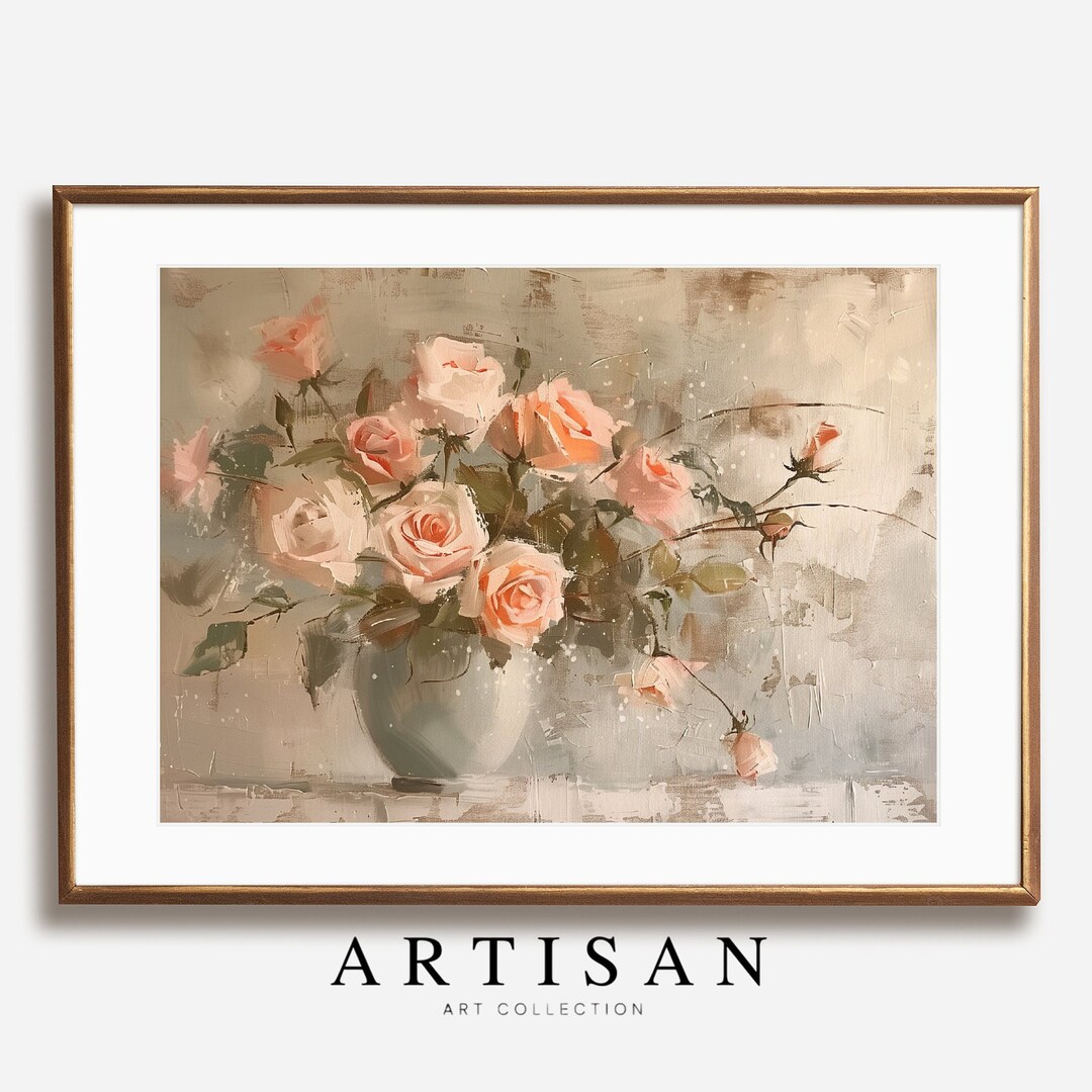 Vintage Flower Still Life, Flower Art Prints, Botanical Oil Painting ...
