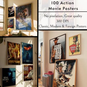 100 Vintage Action Movie Posters, Classic Famous Movie Prints, Foreign ...