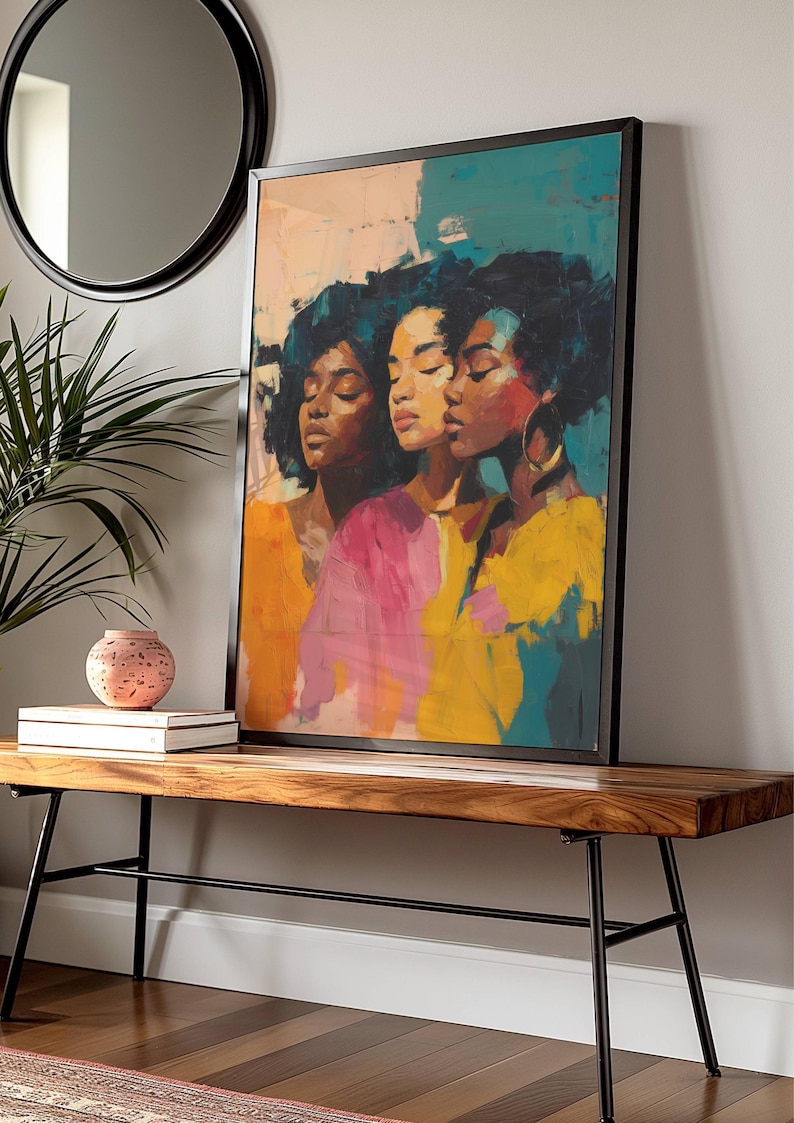 Black Women Fashion Trio Print, Colour Pop Sisterhood Art, Black Girl ...