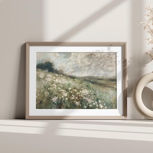 Muted Spring Landscape Print, Rustic Flowers Art, Meadow Print, Vintage ...