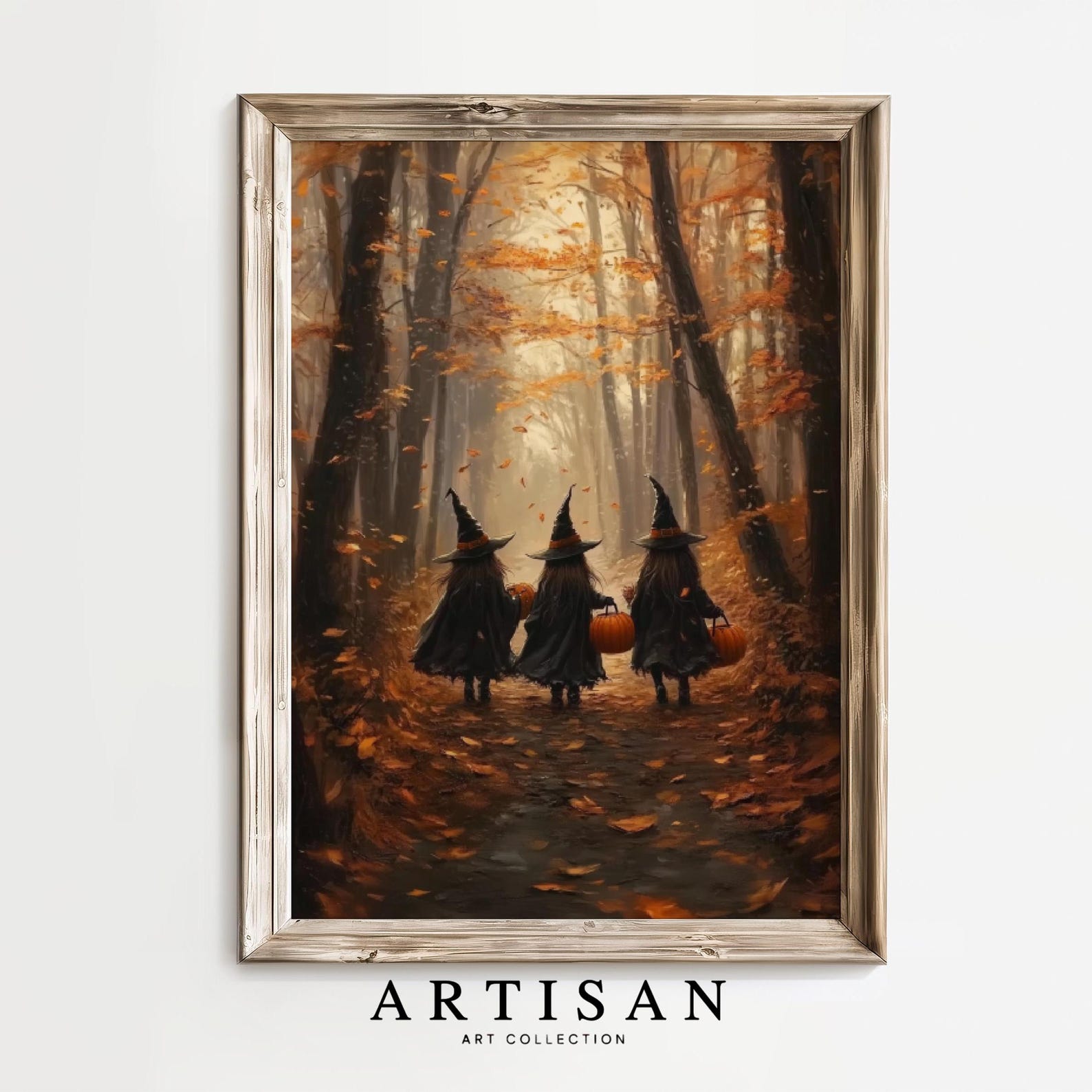 Vintage Halloween Witchy Wall Art, Fall Landscape Print, Trick or ...