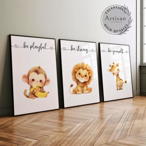 Watercolor Safari Animals Set of 6 Prints, Safari Nursery Quote Prints ...
