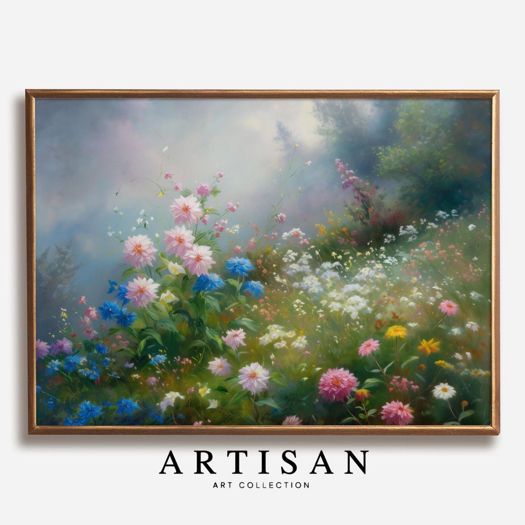 Spring Landscape Art, Floral Wall Art, Wildflower Field Paintings ...