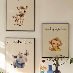 Watercolor Safari Animals Set of 6 Prints, Safari Nursery Quote Prints ...