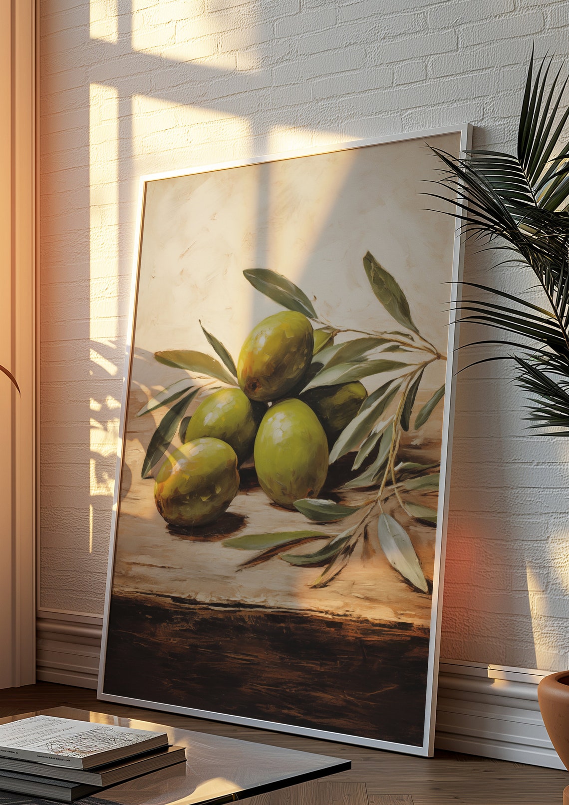 Rustic Olive Branch Oil Painting, Still Life Print, Botanical Painting ...