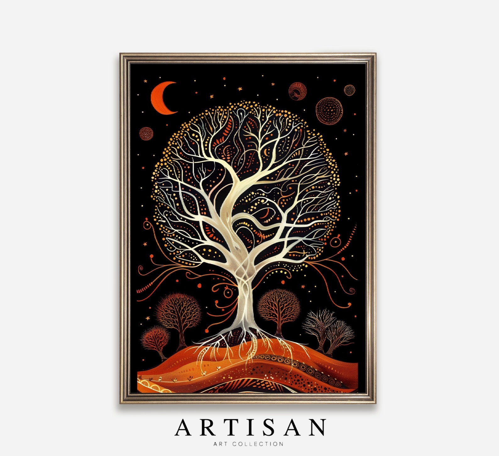 Aboriginal Tree Dot Art, Indigenous Poster, Night Landscape, Abstract ...