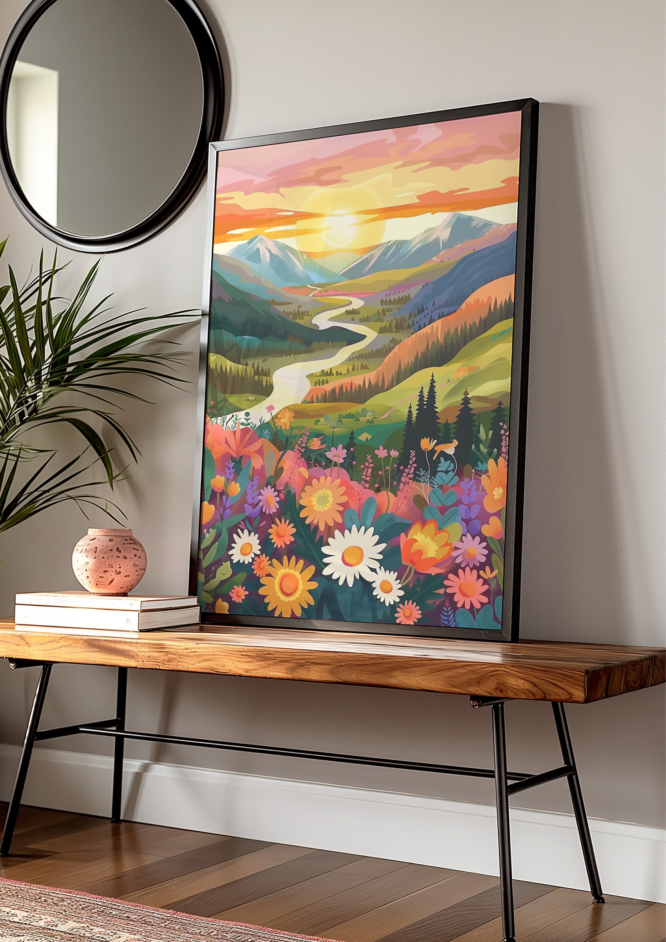 Abstract Meadow Landscape Print, Vibrant Print, Abstract Painting ...