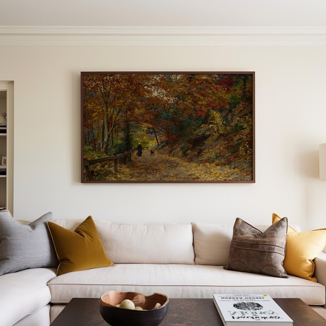 Autumn Landscape Painting, Moody Fall Landscape Print, Vintage Wall Art ...