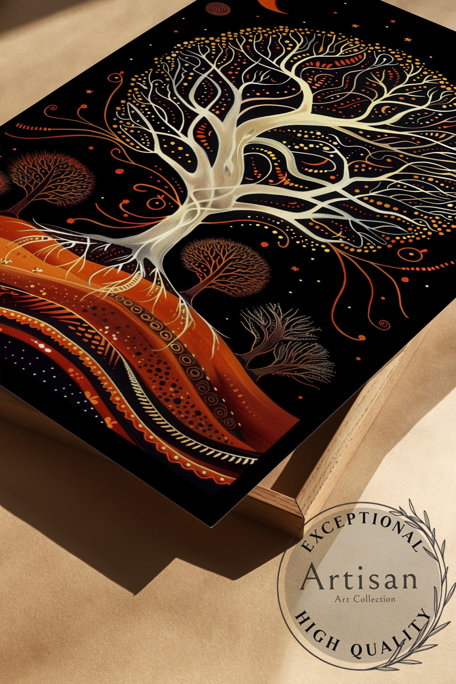 Aboriginal Tree Dot Art, Indigenous Poster, Night Landscape, Abstract ...