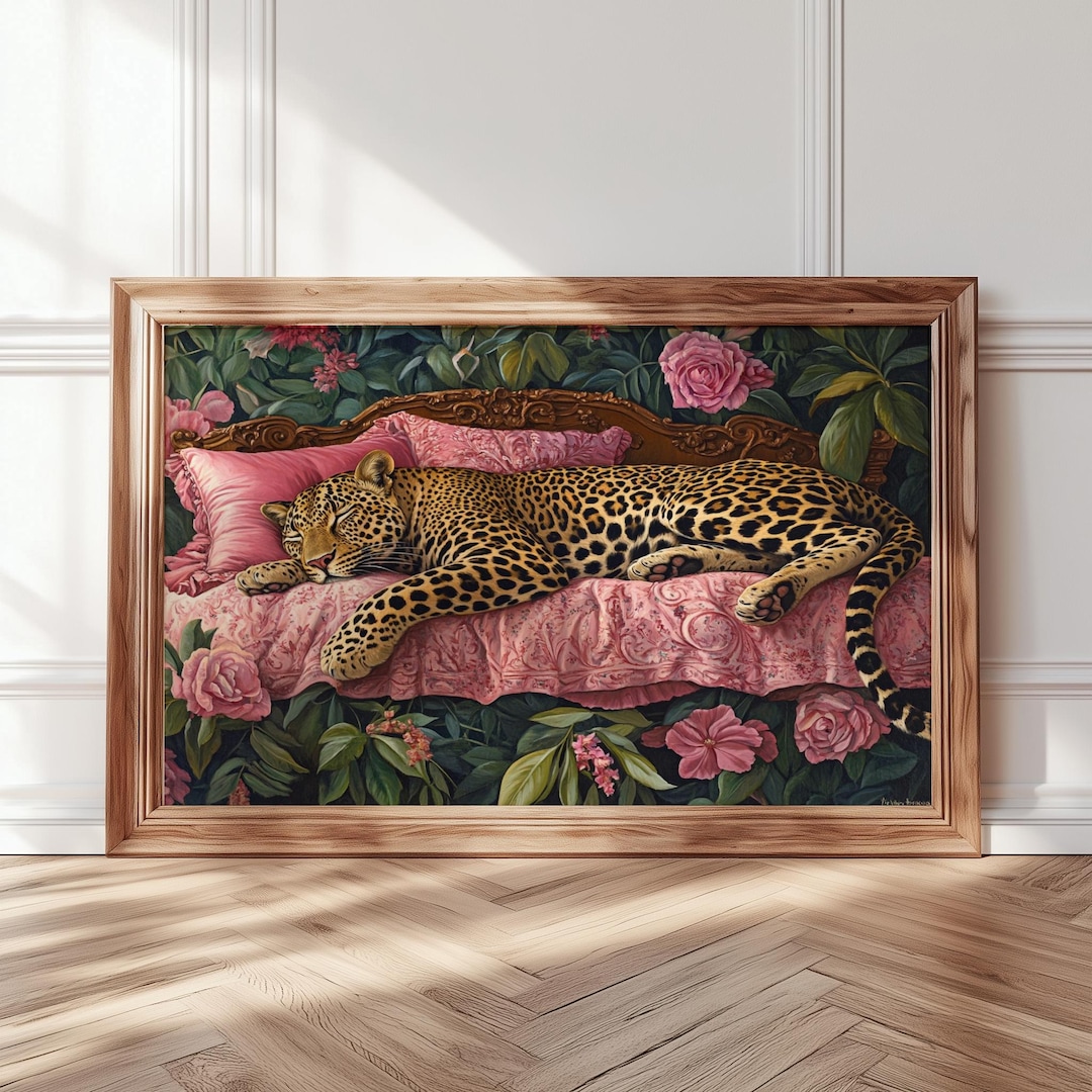 Sleeping Leopard Wall Art, Leopard Poster, Maximalist Wall Art ...