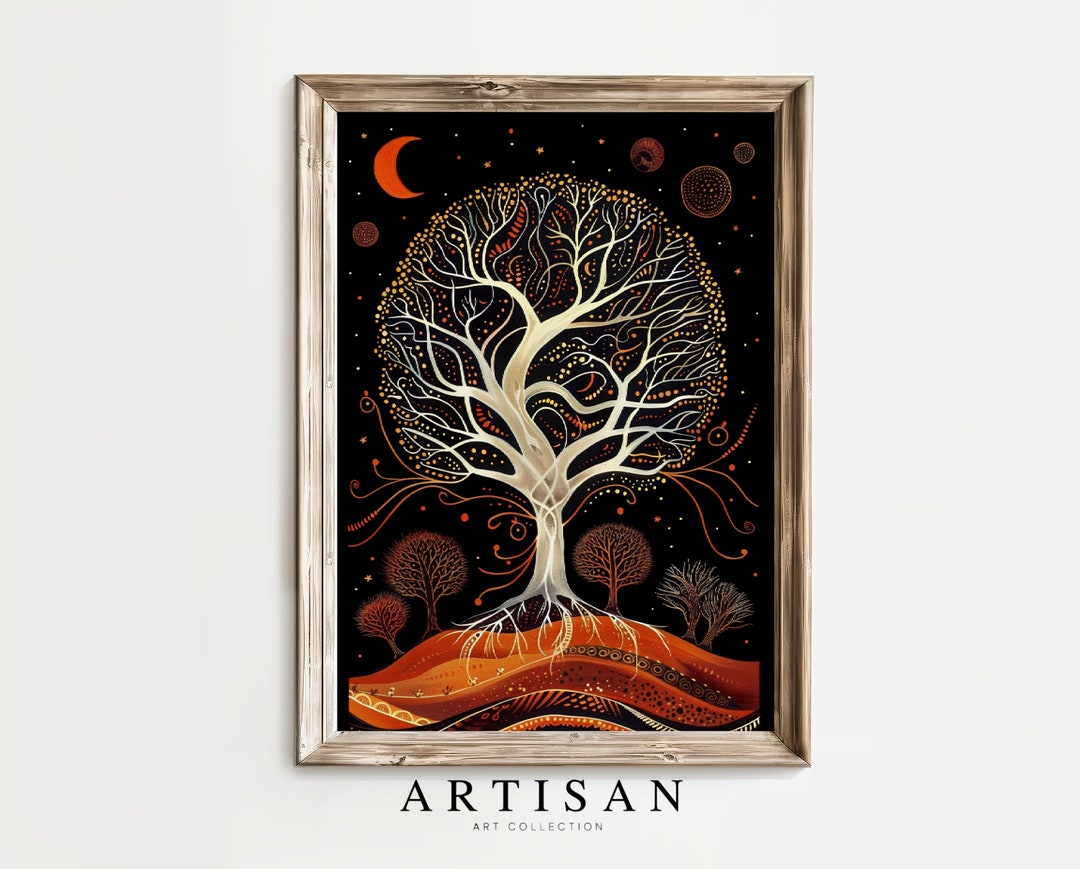 Aboriginal Tree Dot Art, Indigenous Poster, Night Landscape, Abstract ...