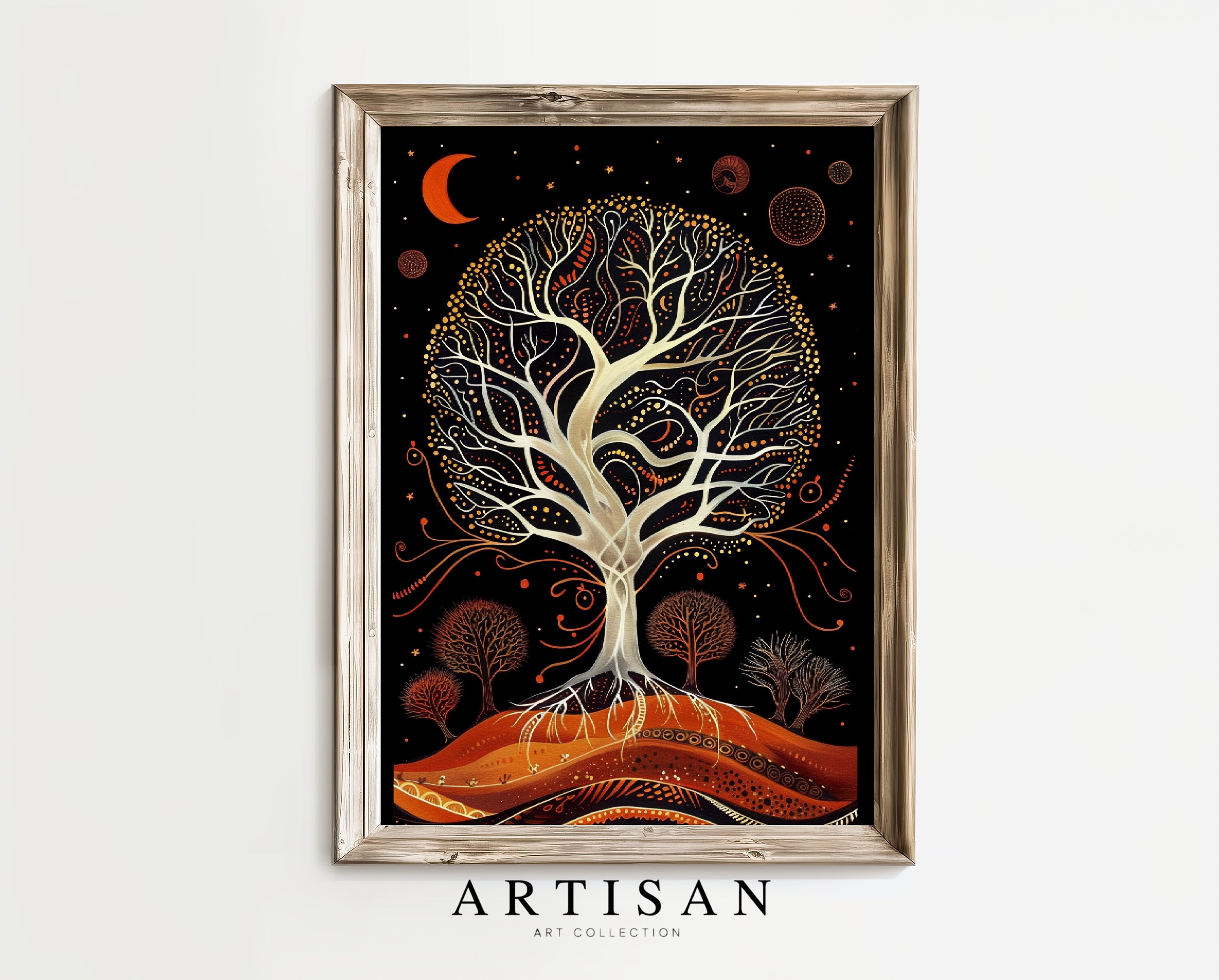 Aboriginal Tree Dot Art, Indigenous Poster, Night Landscape, Abstract ...