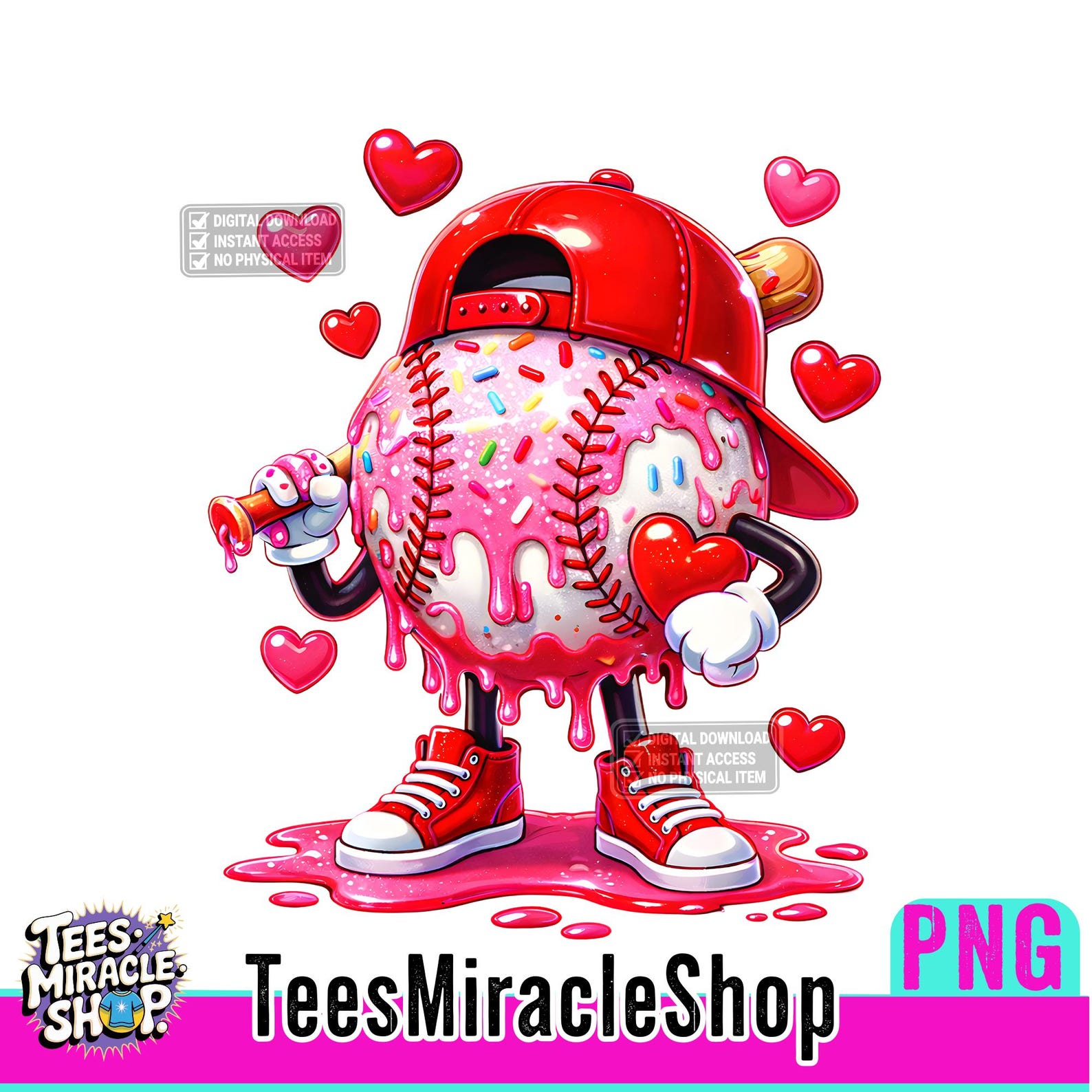 Baseball Drip Valentine PNG, Dripping Heart Baseball Design for Boys ...