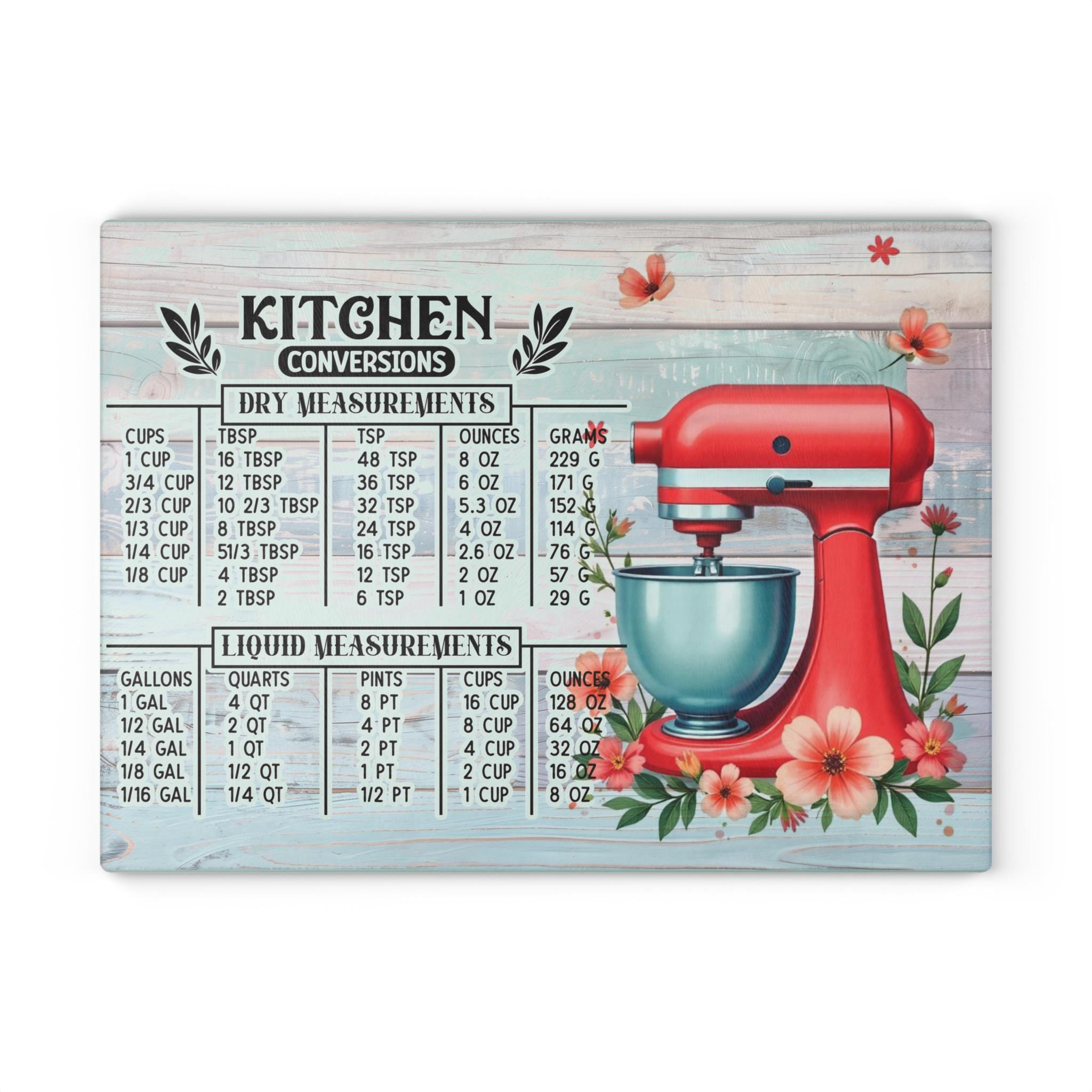 Vintage Kitchen Conversions Glass Cutting Board, Floral Recipe Board ...