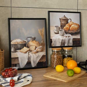 Rustic Bread Art Print Set of 3 Vintage Kitchen Wall Decor Bakery Art ...