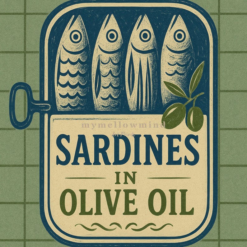 Sardines in Olive Oil Print: Retro Kitchen Wall Art (digital Download ...