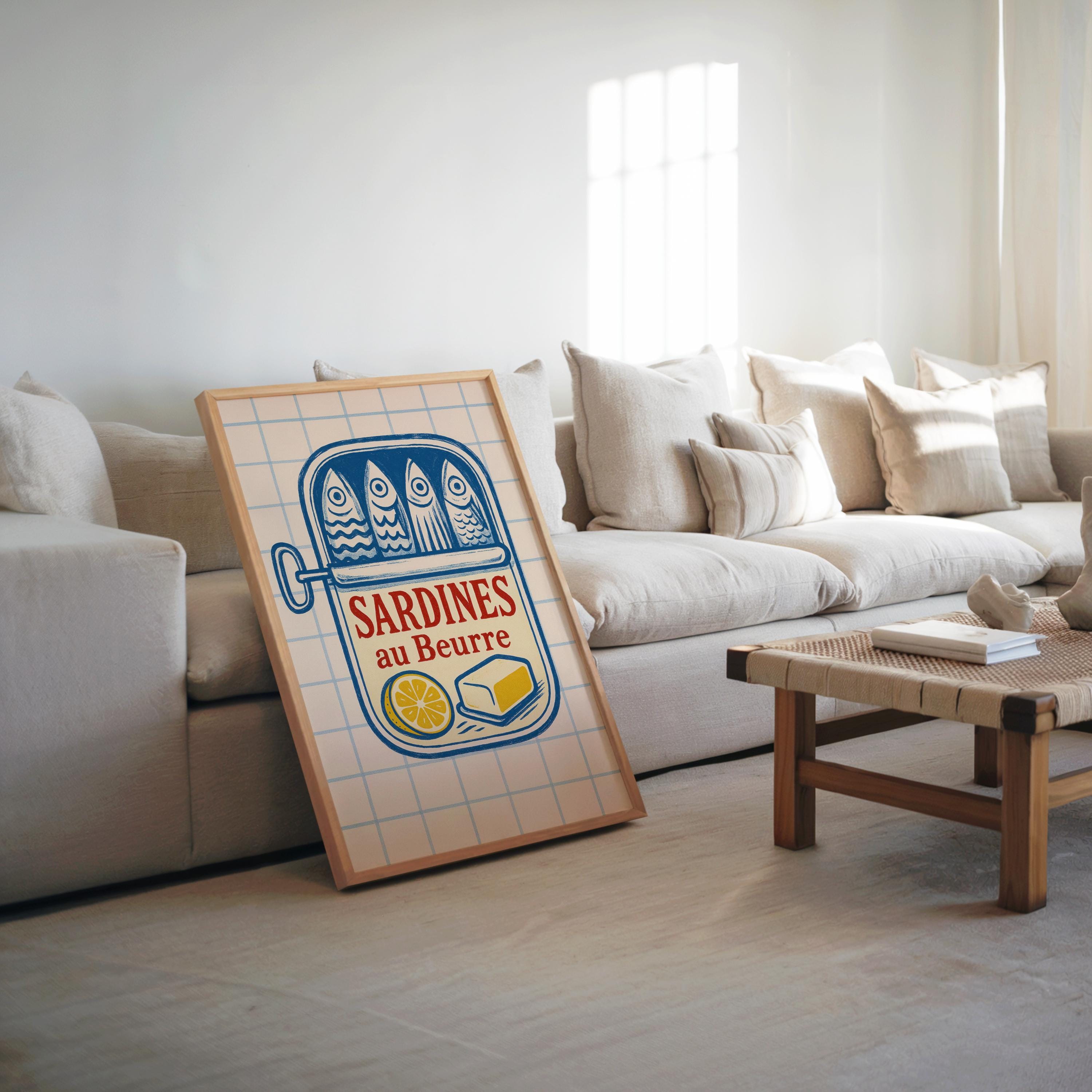 Sardines Wall Art Print Sardine Poster Retro Kitchen Decor Sardines in ...