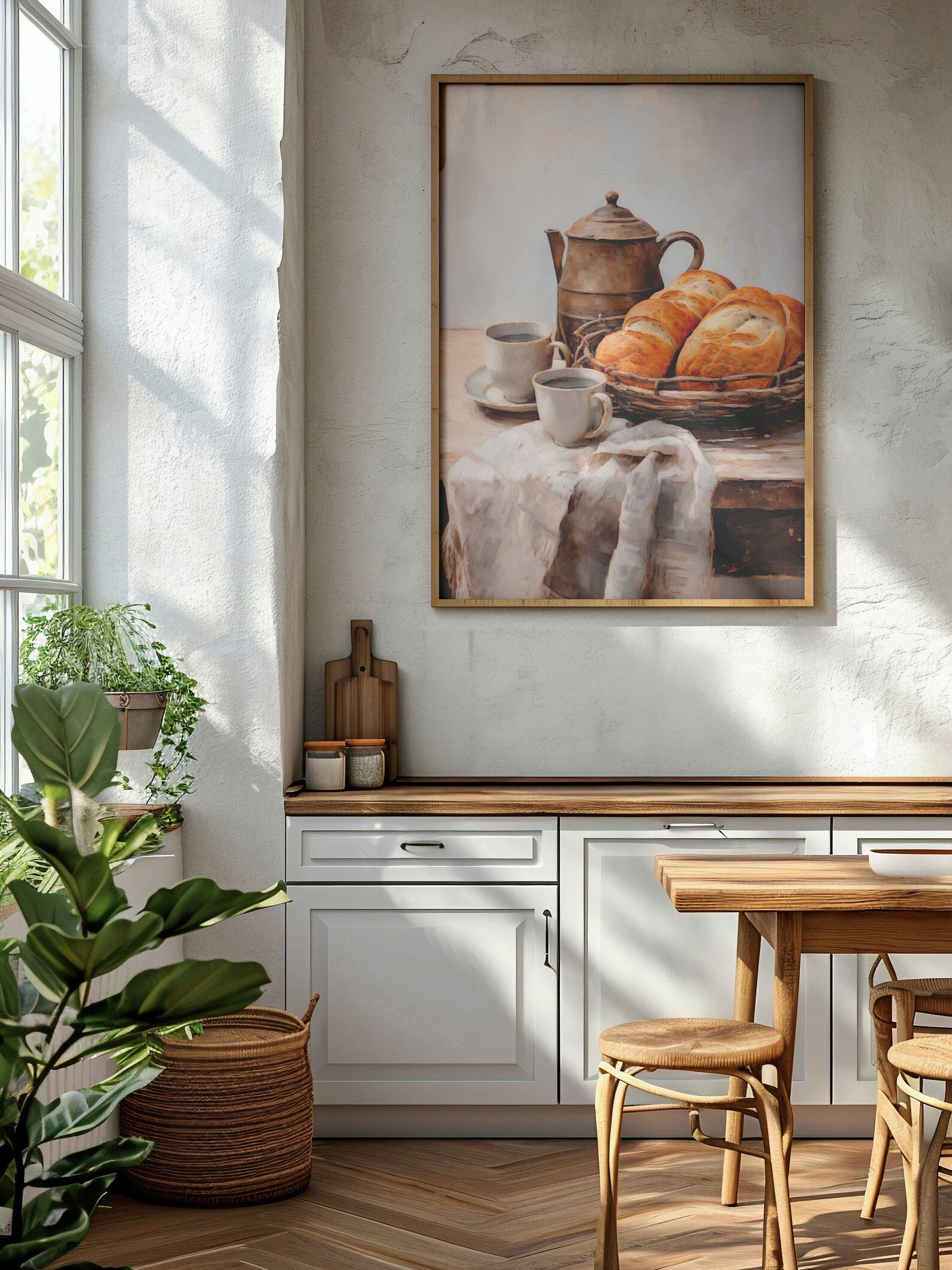 Rustic Bread Art Print Set of 3 Vintage Kitchen Wall Decor Bakery Art ...