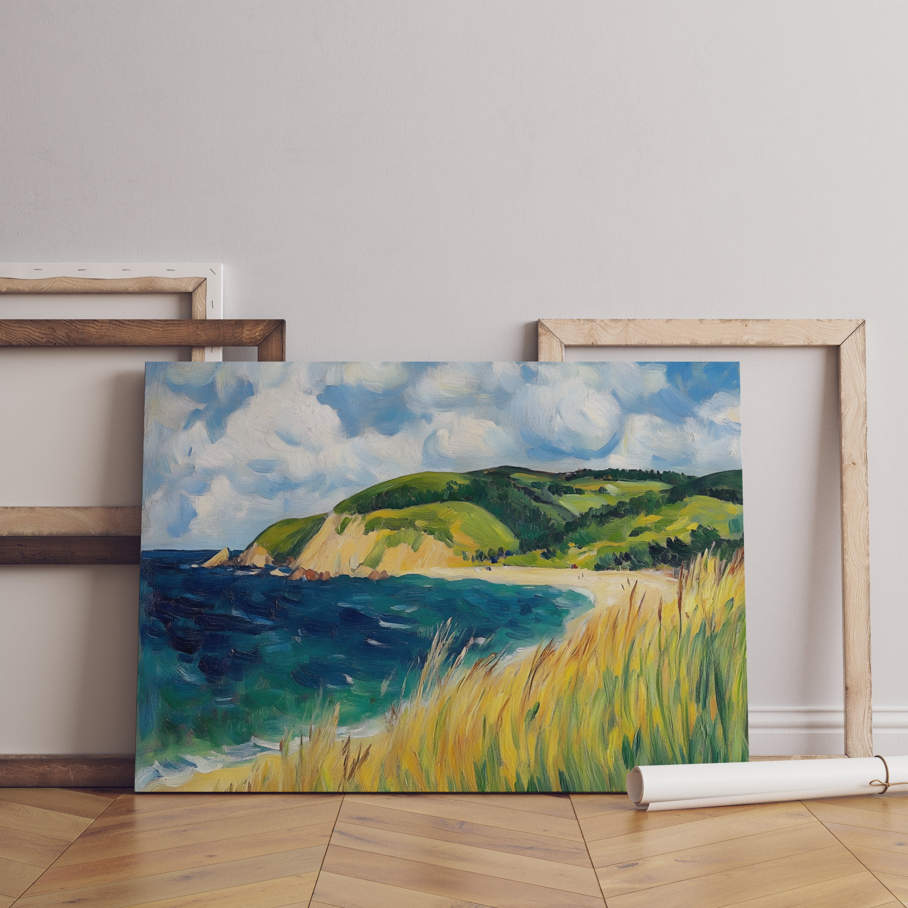 Vibrant Coastal Landscape Oil Painting Print Colorful Seaside Art for ...