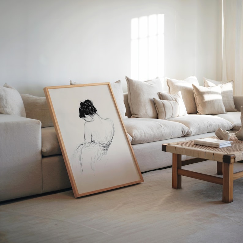 Minimalist Woman Sketch Art Print Woman Line Drawing Print Vintage ...