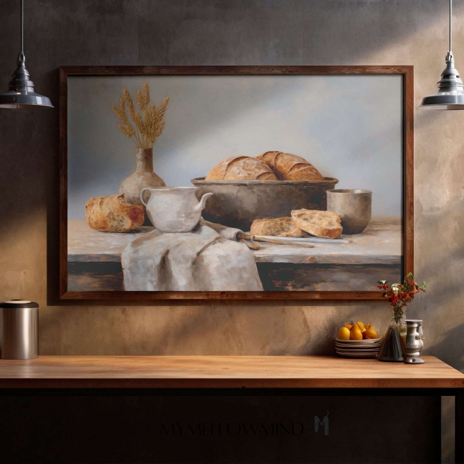 Rustic Bread Art Print Set of 3 Vintage Kitchen Wall Decor Bakery Art ...