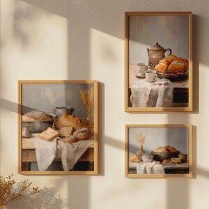 Rustic Bread Art Print Set of 3 Vintage Kitchen Wall Decor Bakery Art ...