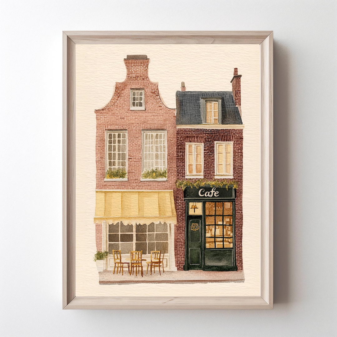 Cafe Watercolor Print Coffee Shop Wall Art Parisian Cafe Print European ...