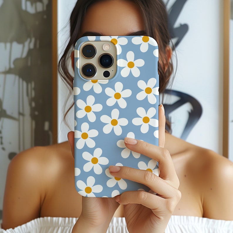 DAINTY BLUE DAISIES Phone Case Blue Daisies Phone Case for iPhone 15 14 ...