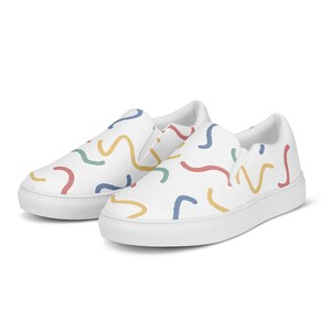 Colorful Squiggle Lines Sneakers for Women Vans Inspired Design, Funky ...