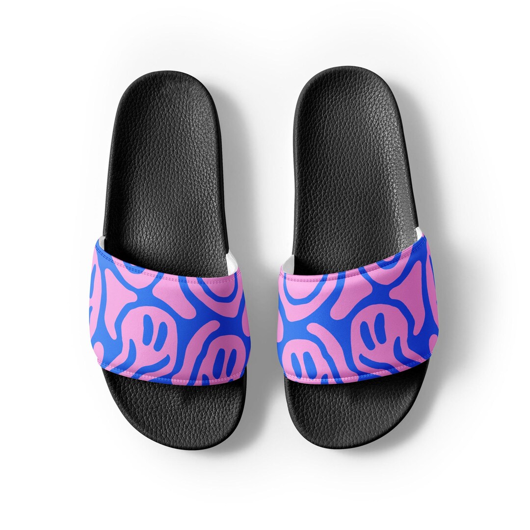 Trippy Groovy Smiley Face Slides, Groovy Women's Slides, Smiley Face ...