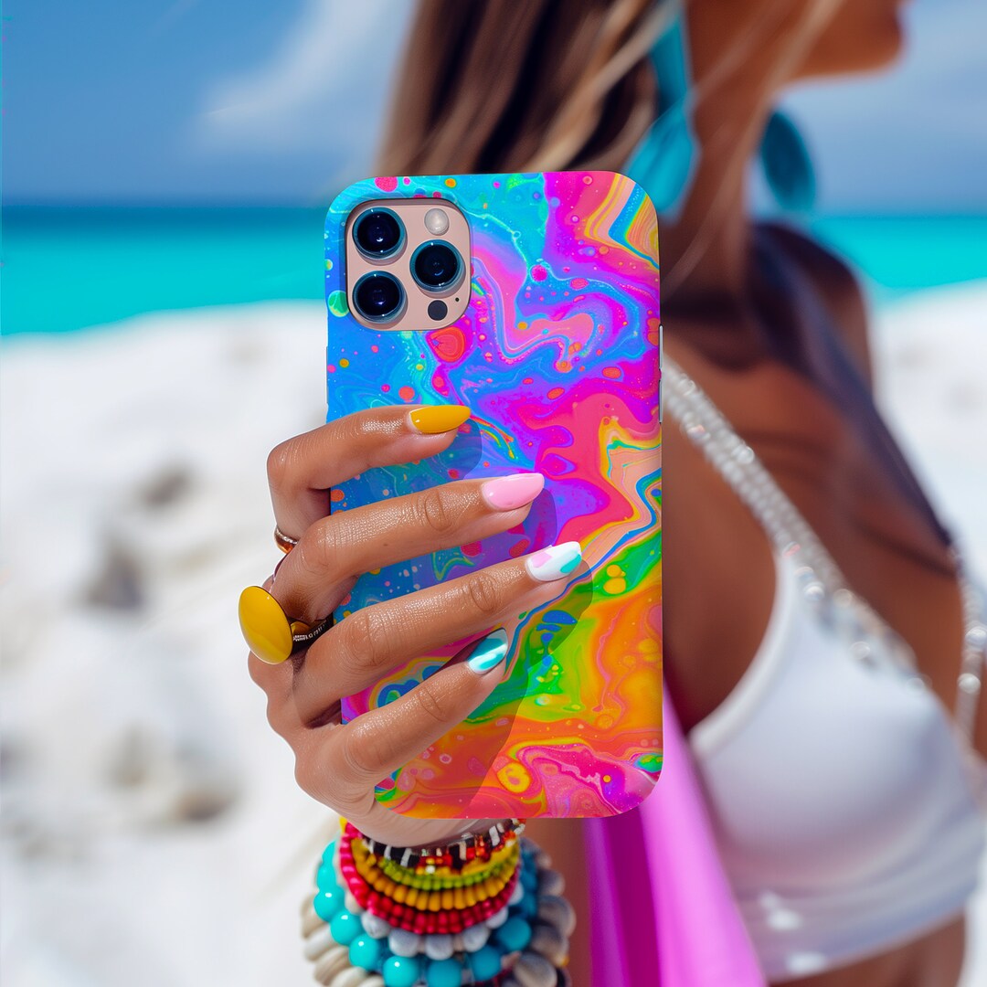 Trippy Marble iPhone Case, Rainbow iPhone 13 Case, Colorful Protective ...