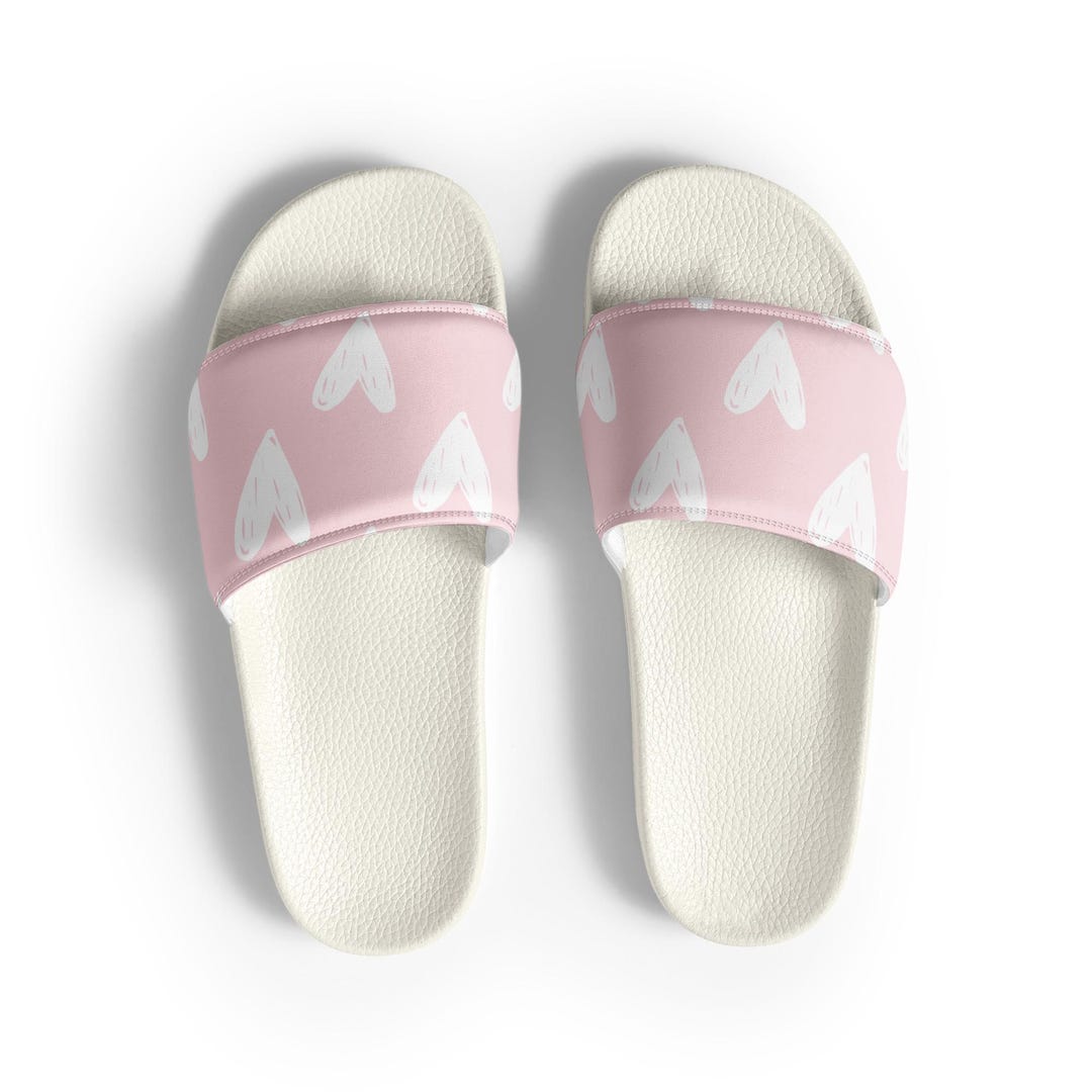 Cute Pink Heart Slides, Pink Womens Slides, Heart Pattern Slides ...