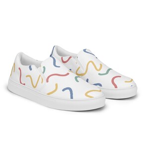 Colorful Squiggle Lines Sneakers for Women Vans Inspired Design, Funky ...