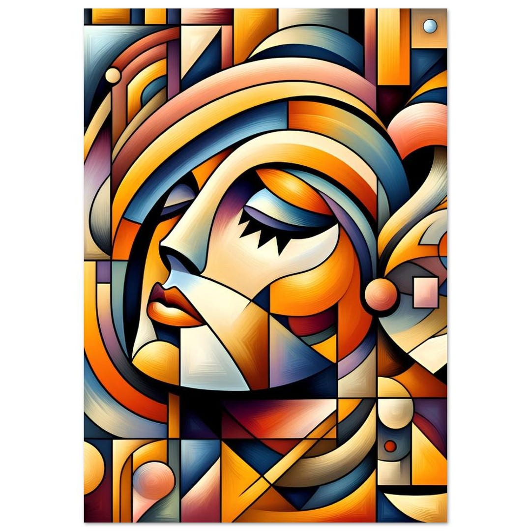 Stylish Cubism Poster - Profile of a Woman - Modern Wall Art Print - Etsy
