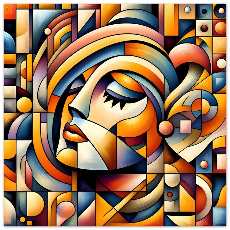 Stylish Cubism Poster - Profile of a Woman - Modern Wall Art Print - Etsy