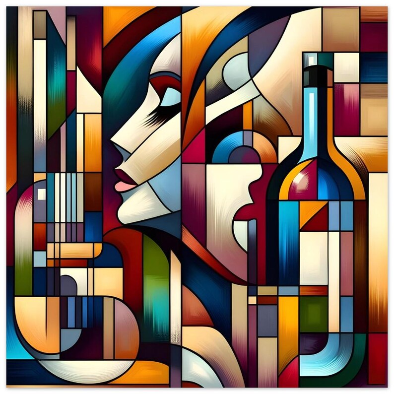 Elegant Cubism Wall Art Poster - Artistic Profile of a Woman ...
