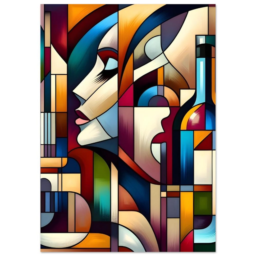 Elegant Cubism Wall Art Poster - Artistic Profile of a Woman ...