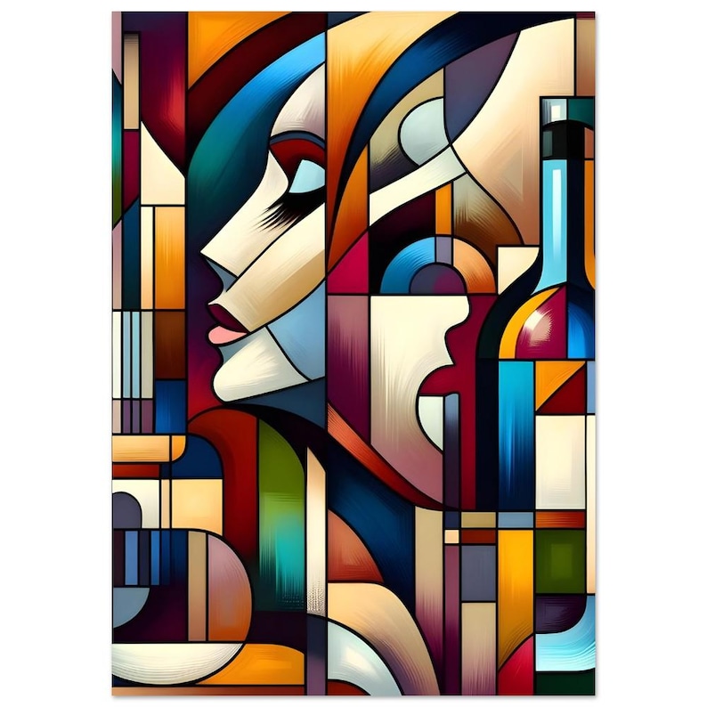 Elegant Cubism Wall Art Poster - Artistic Profile of a Woman ...